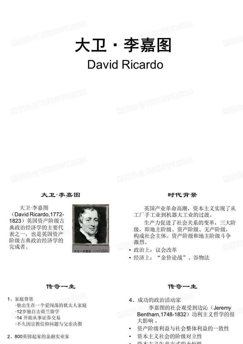 大卫李嘉图PPT模板下载 编号qbobabon 熊猫办公