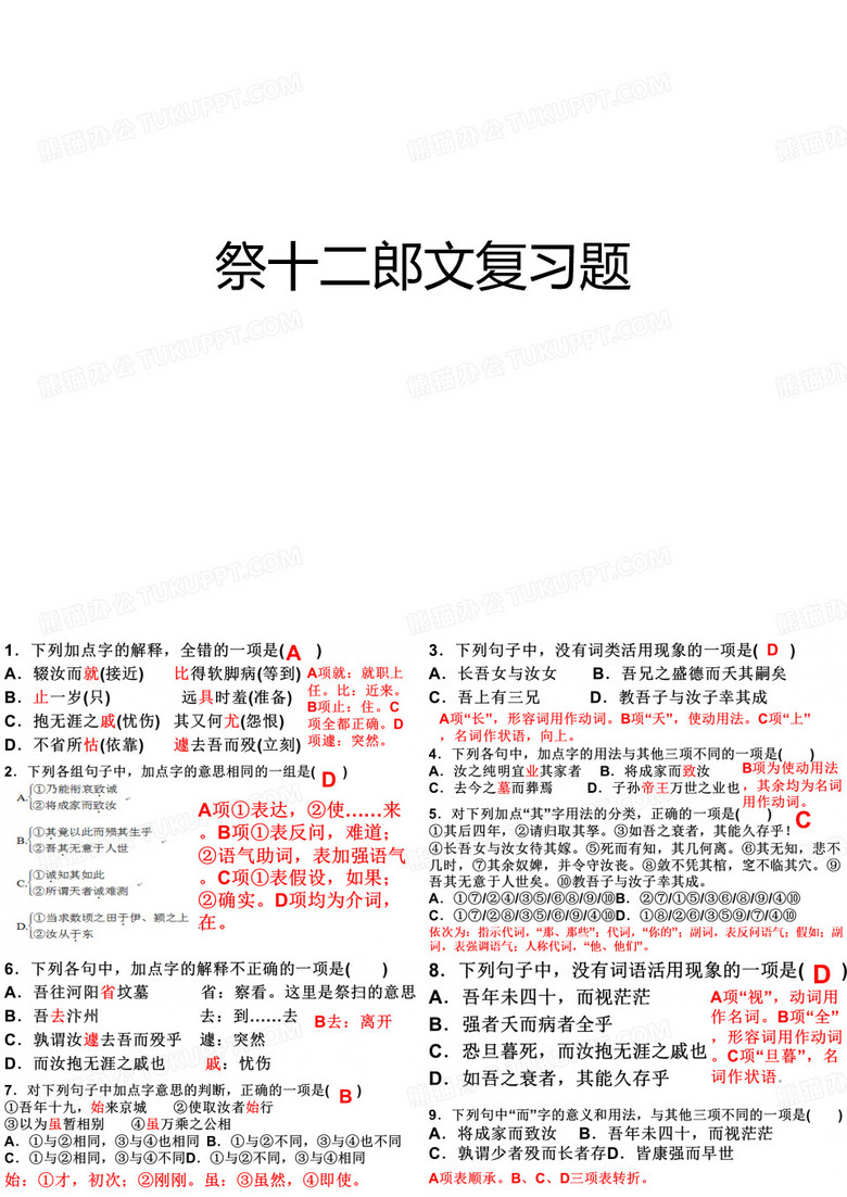祭十二郎文PPT模板下载 编号lomjezrj 熊猫办公