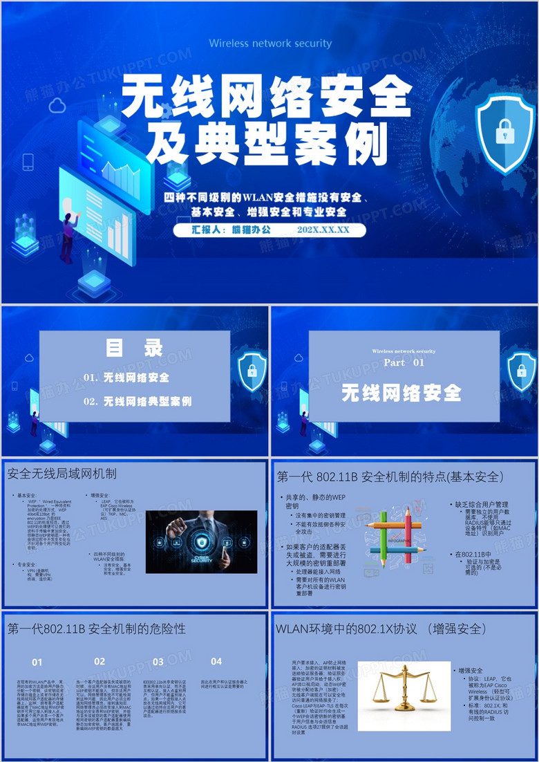 无线网络安全及典型案例PPT模板下载 熊猫办公