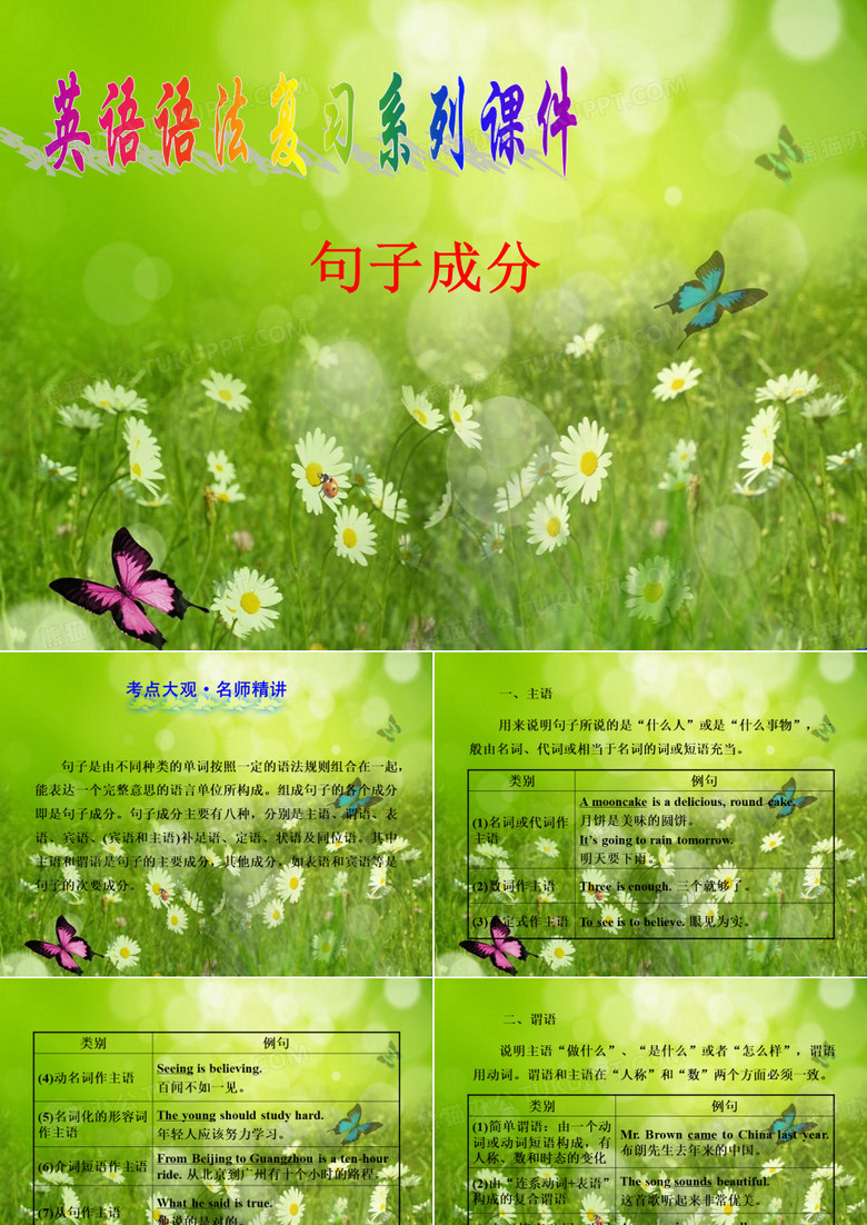 句子成分PPT模板下载 编号lmwgzdbo 熊猫办公