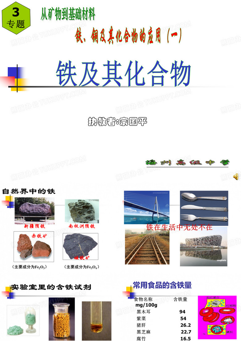铁及其化合物PPT模板下载 编号qjrvnxkd 熊猫办公