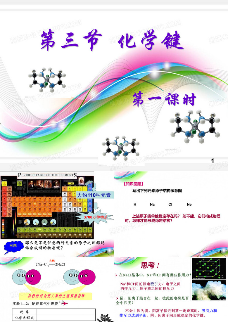 化学键PPT模板下载 编号qgkmonkn 熊猫办公