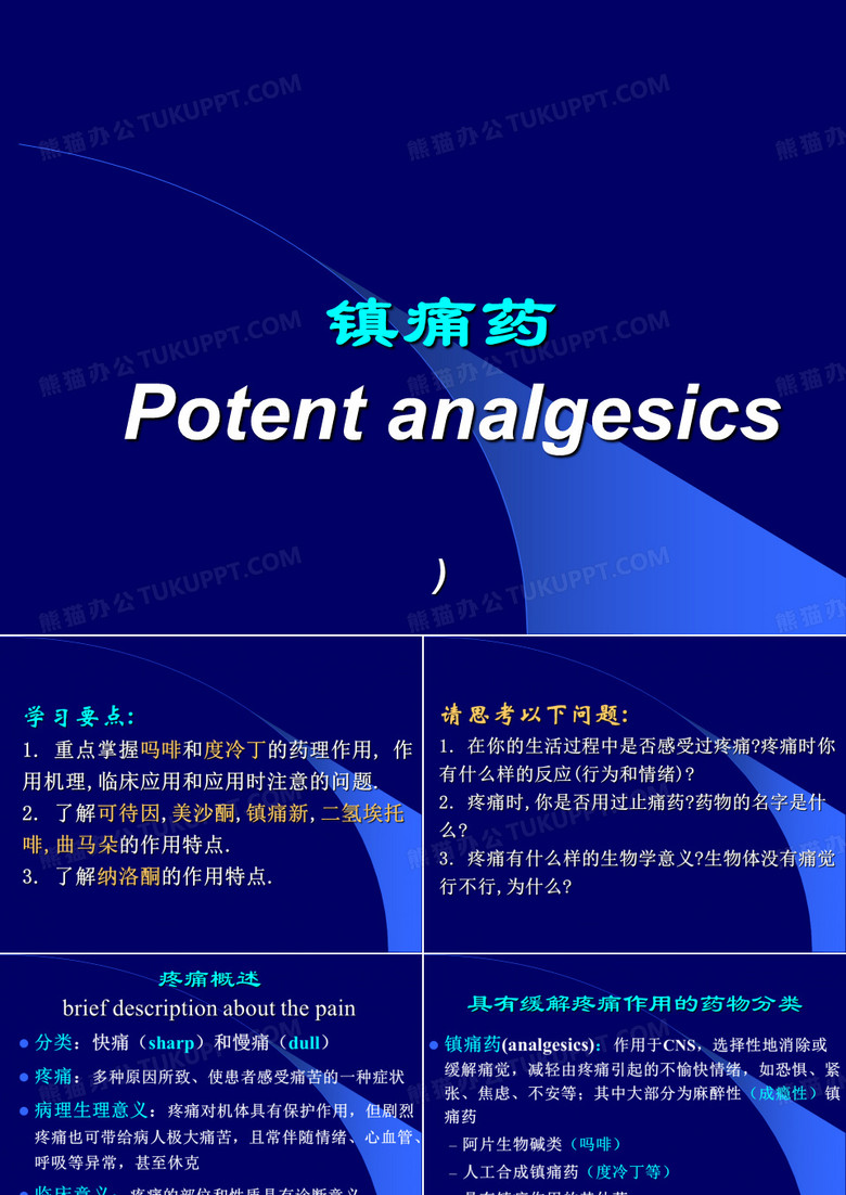 镇痛药PPT模板下载 编号qonzonyk 熊猫办公
