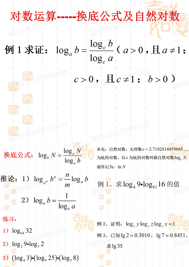 对数运算及对数函数PPT模板下载 编号lzdnpozp 熊猫办公