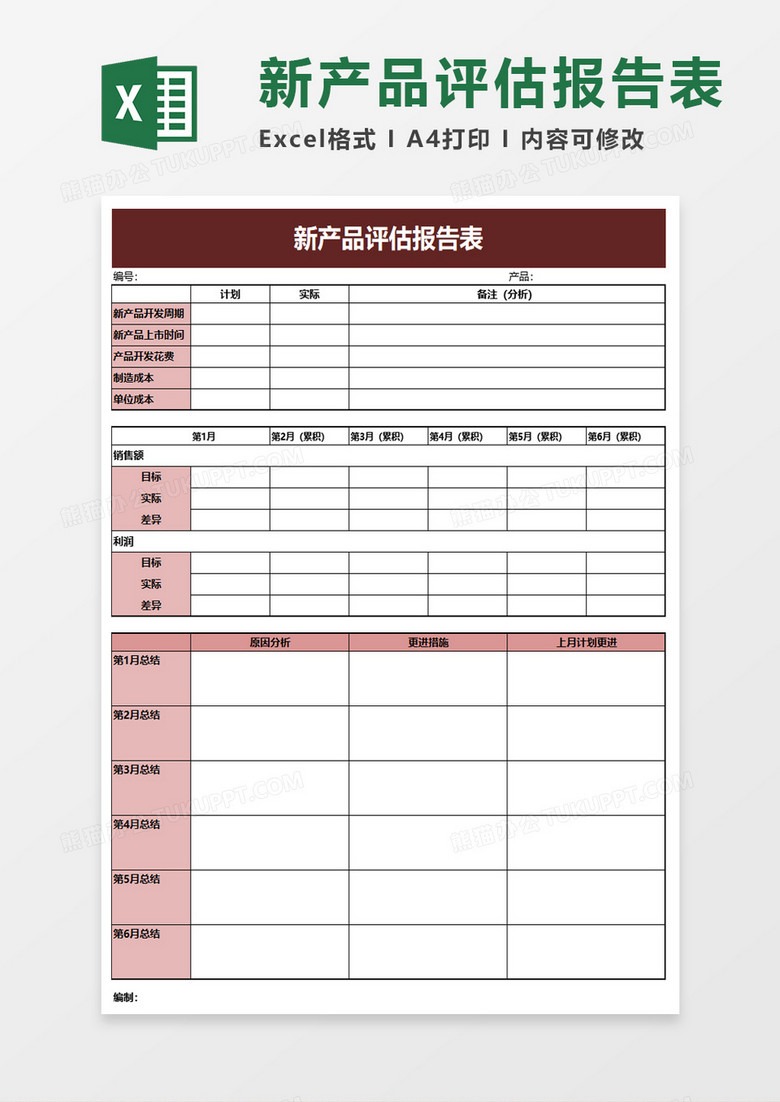新产品评估报告表Excel模板下载 熊猫办公