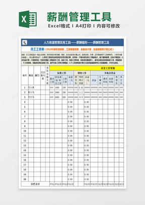 工地工资表Excel表格模板下载 熊猫办公