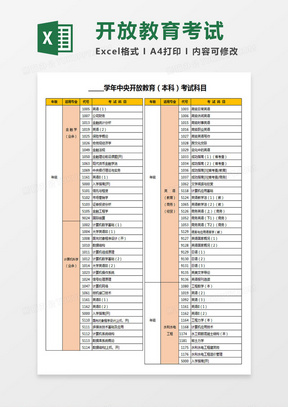 科目表Excel表格模板 科目表Excel表格模板下载 熊猫办公