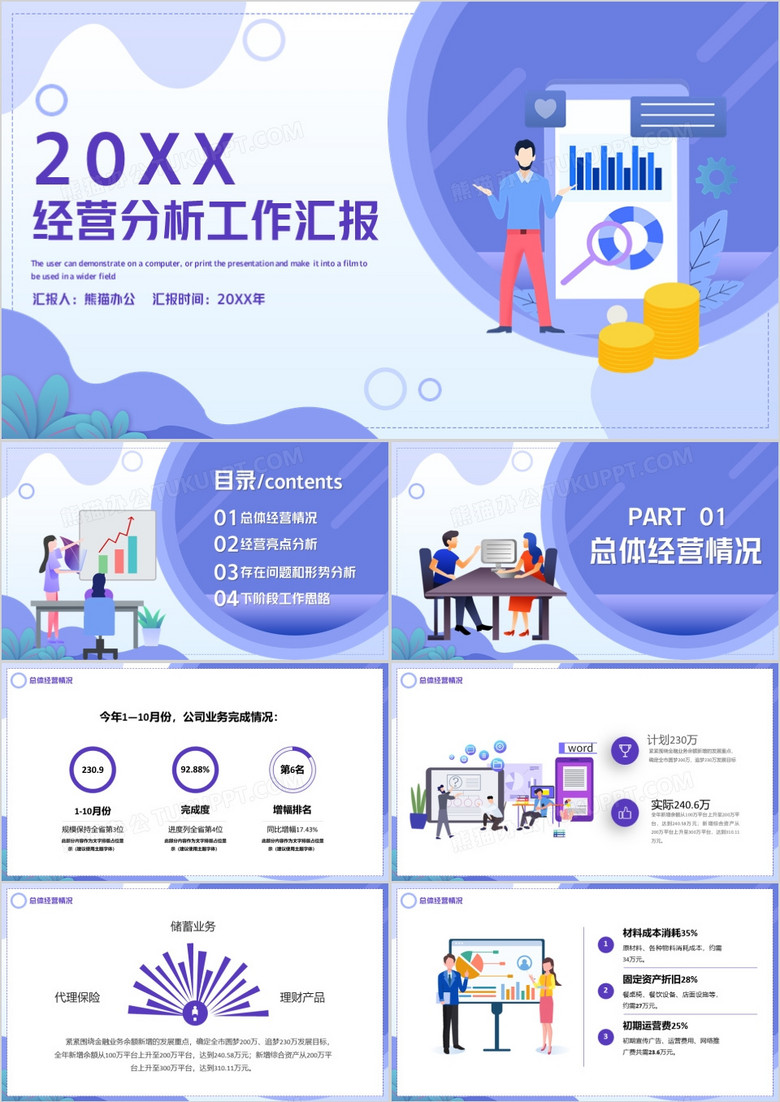 2020经营分析工作汇报PPT模板下载 熊猫办公