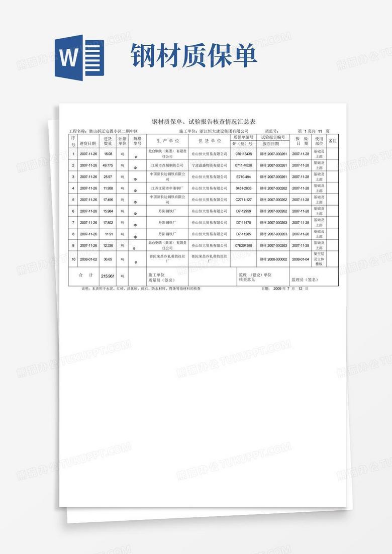 钢材质保单Word模板下载 编号qvwvvrbk 熊猫办公