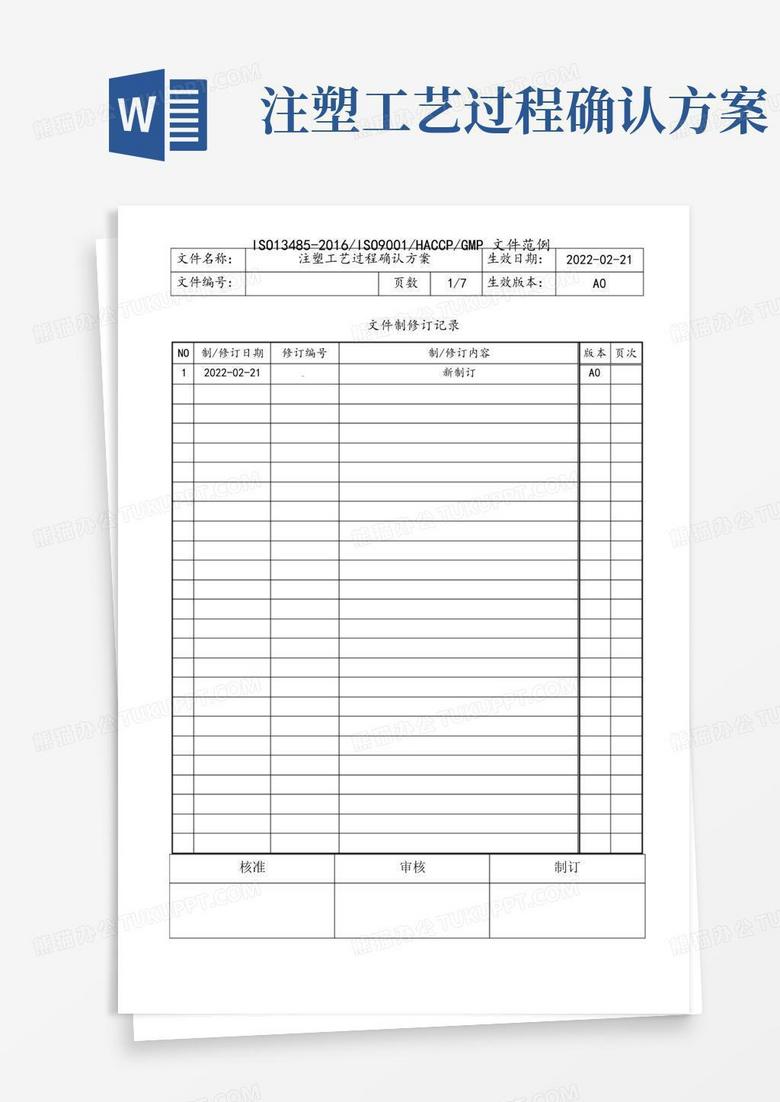注塑工艺过程确认方案 Word模板下载 编号lzwoobzd 熊猫办公