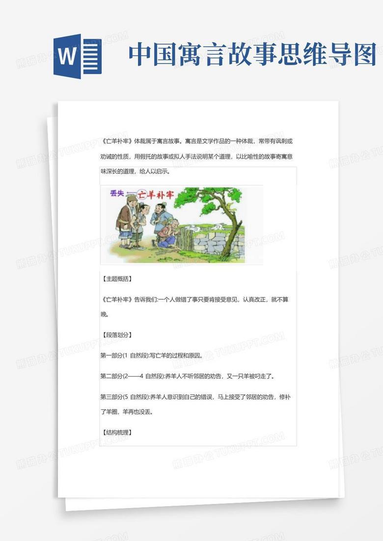 中国寓言故事思维导图Word模板下载 编号lrwperoe 熊猫办公