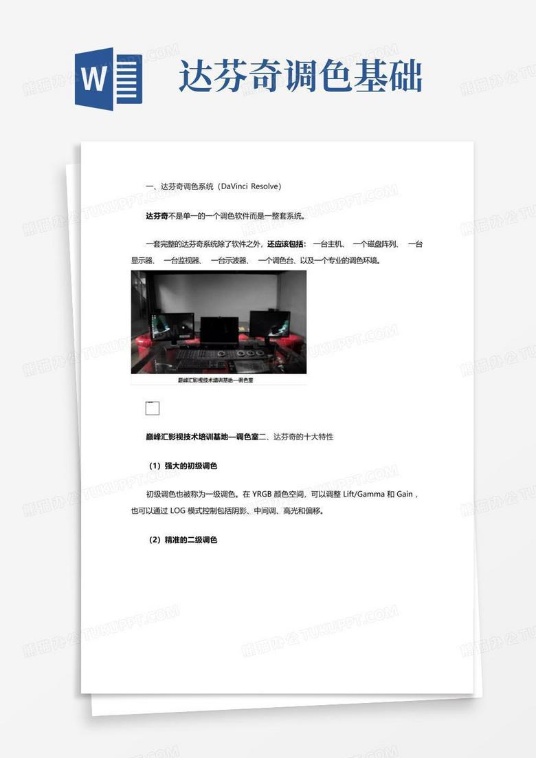 达芬奇调色基础Word模板下载 编号lzvrwwzr 熊猫办公
