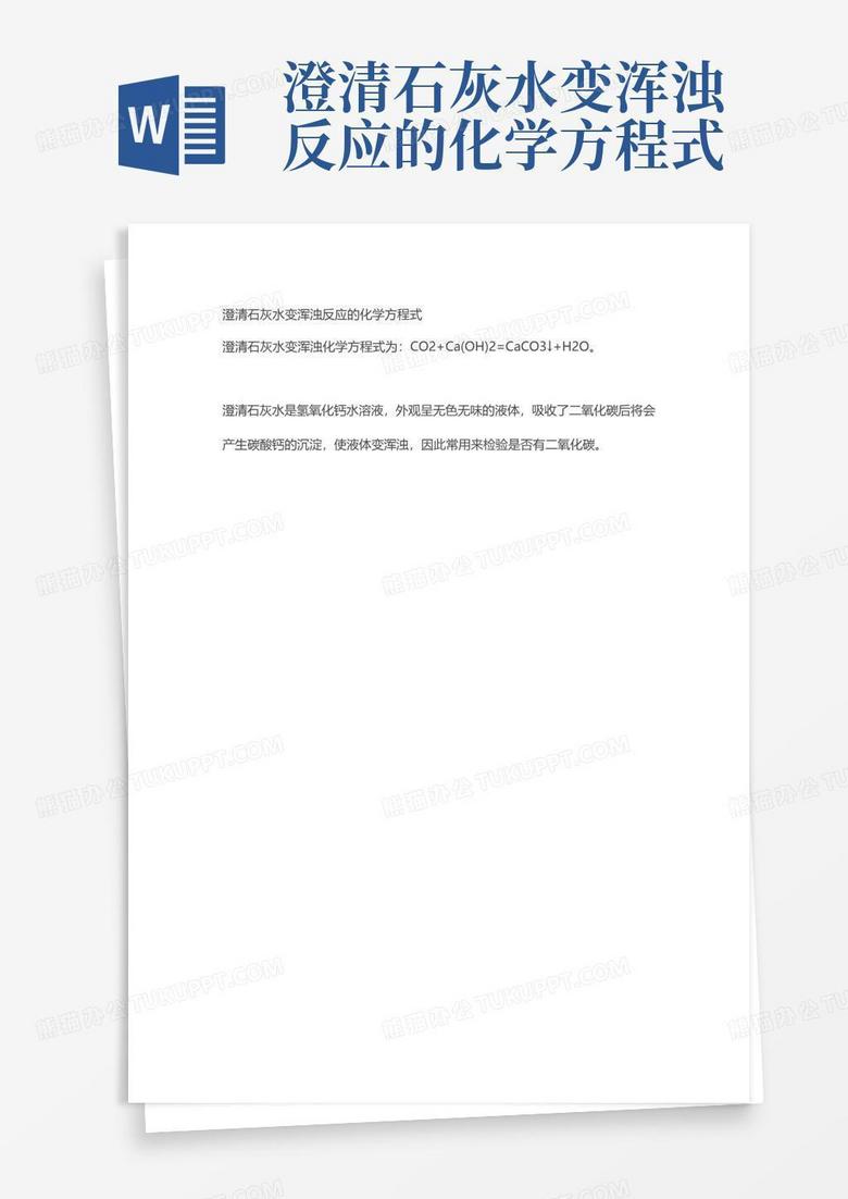 澄清石灰水变浑浊反应的化学方程式Word模板下载 编号qgjernmk 熊猫办公