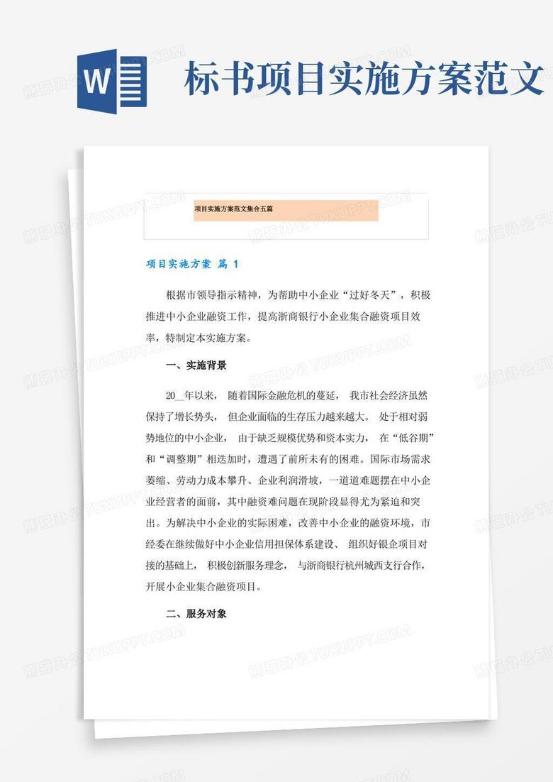 项目实施方案范文集合五篇Word模板下载 熊猫办公
