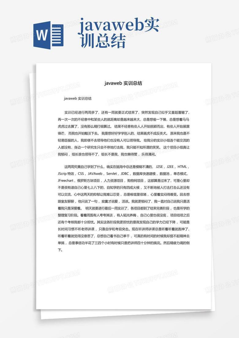 javaweb实训总结 Word模板下载 编号lbbdaeow 熊猫办公