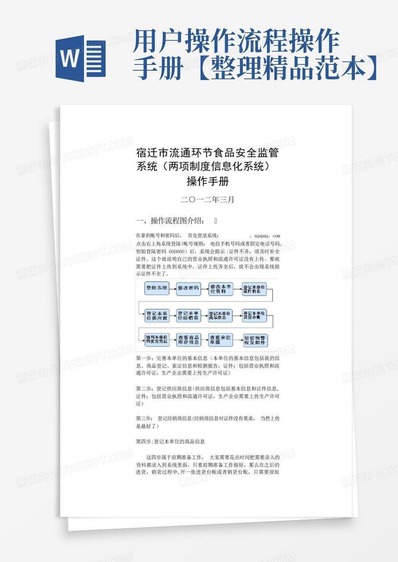 用户操作流程操作手册整理精品范本Word模板下载 编号qkdrmdbg 熊猫办公