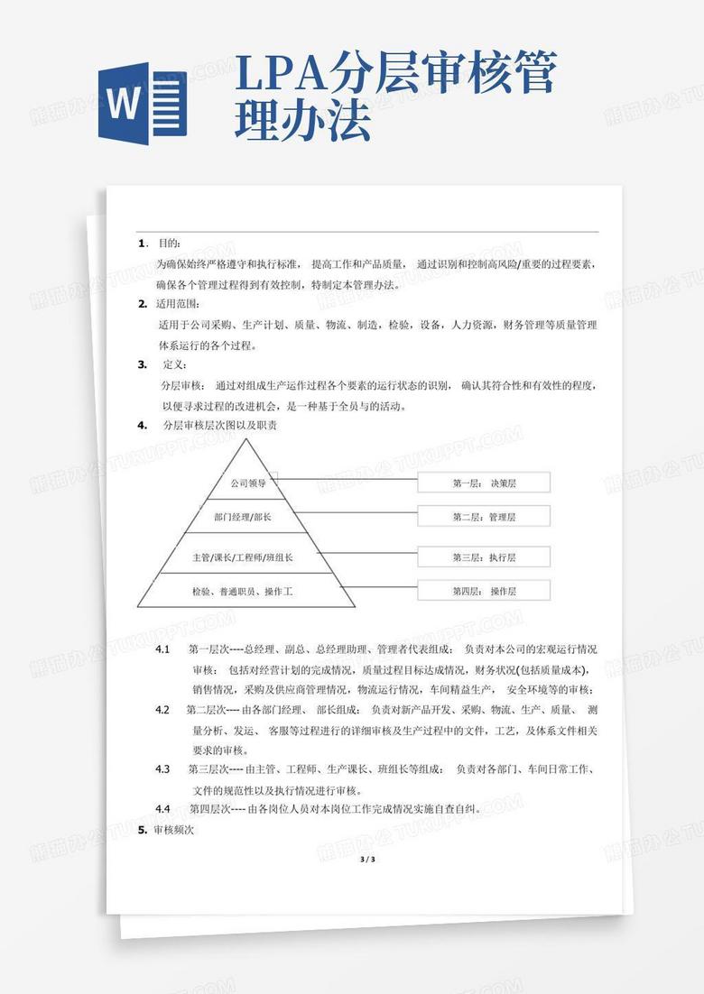 lpa分层审核管理办法Word模板下载 编号lrajvzzn 熊猫办公