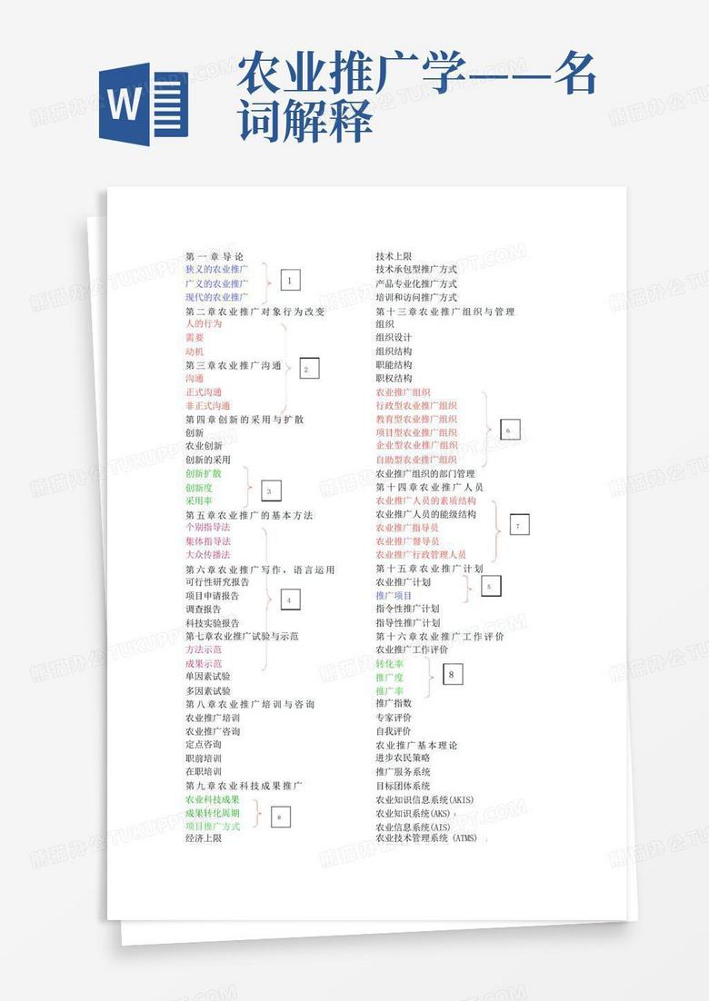 农业推广学名词解释Word模板下载 编号lxgojwxa 熊猫办公