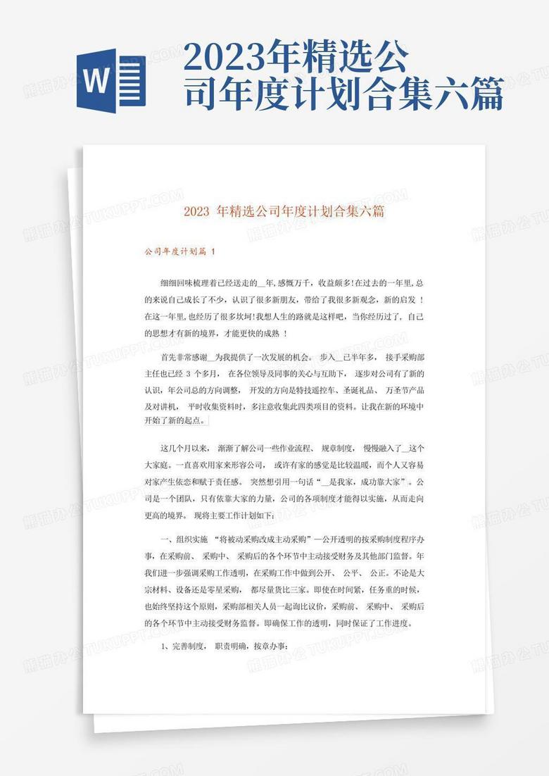 2023年精选公司年度计划合集六篇 Word模板下载 编号ldyvgvre 熊猫办公