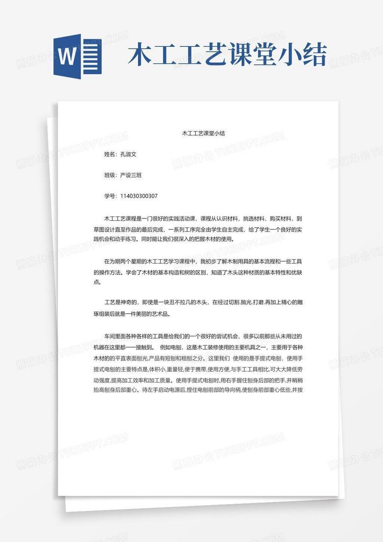 木工工艺课堂小结Word模板下载 编号qyvzezev 熊猫办公