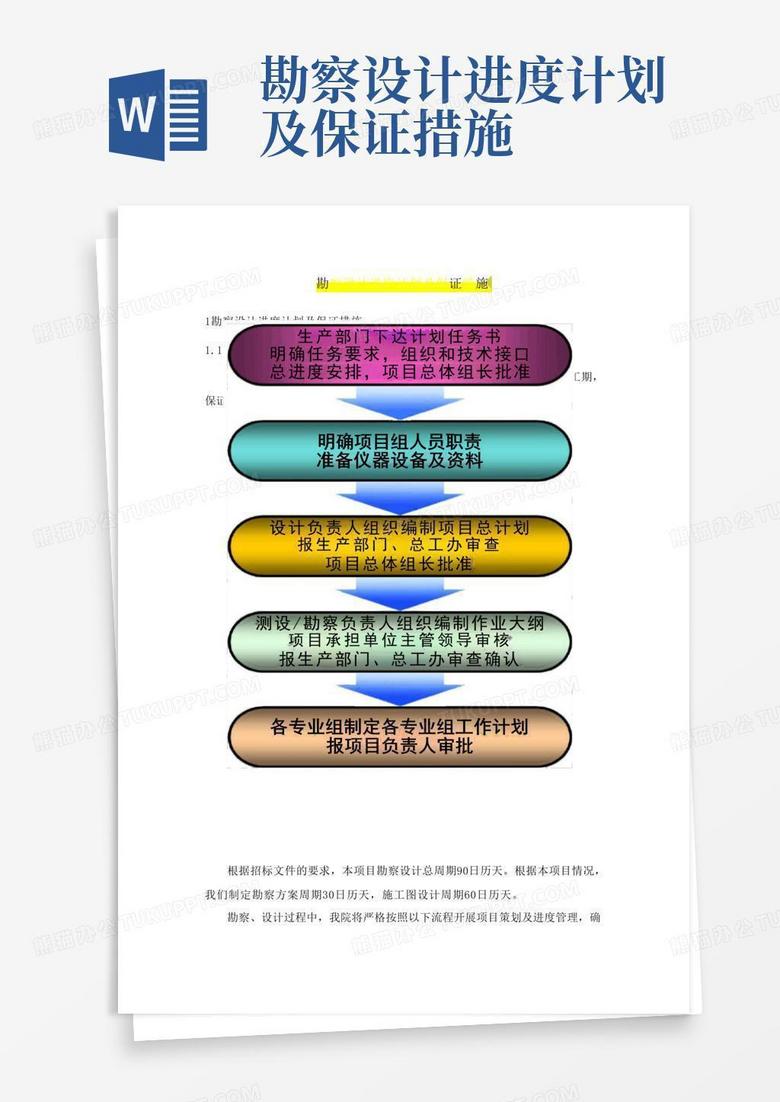 勘察设计进度计划及保证措施Word模板下载 编号qpkbxyae 熊猫办公