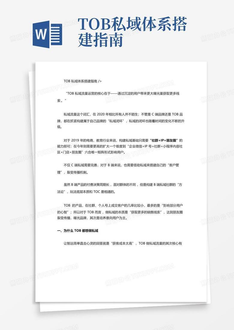 tob私域体系搭建指南 Word模板下载 编号qmjmxxze 熊猫办公