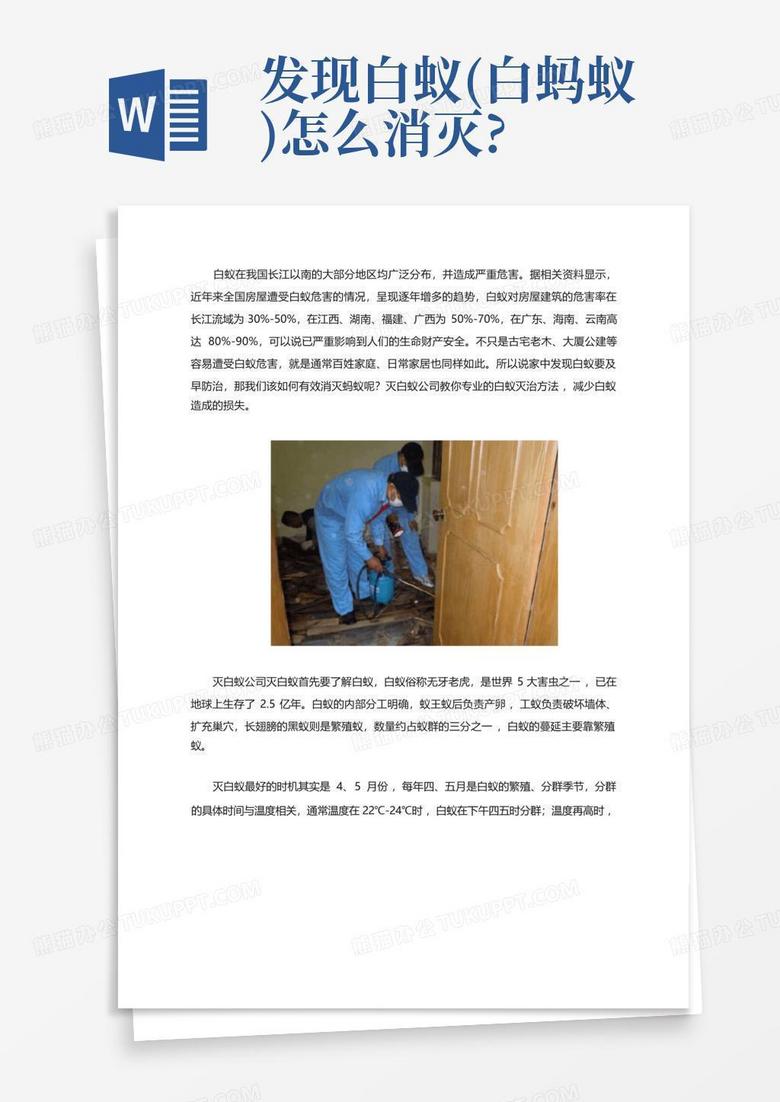 发现白蚁 白蚂蚁 怎么消灭 Word模板下载 编号qjjzwndj 熊猫办公