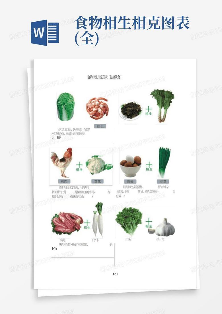 食物相生相克图表 全 Word模板下载 编号lwjwgxkn 熊猫办公