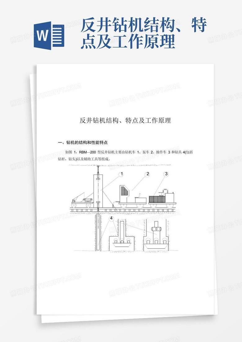 反井钻机结构特点及工作原理Word模板下载 编号leoxveno 熊猫办公