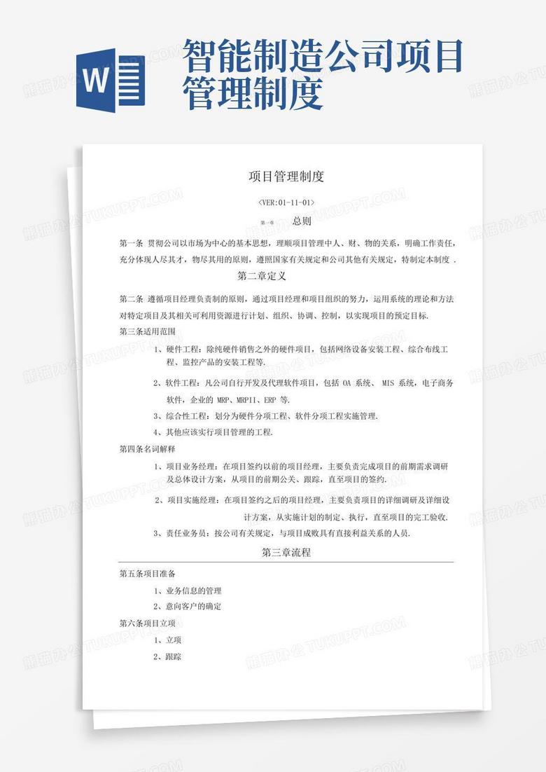 公司项目管理制度Word模板下载 编号ledwkjdq 熊猫办公
