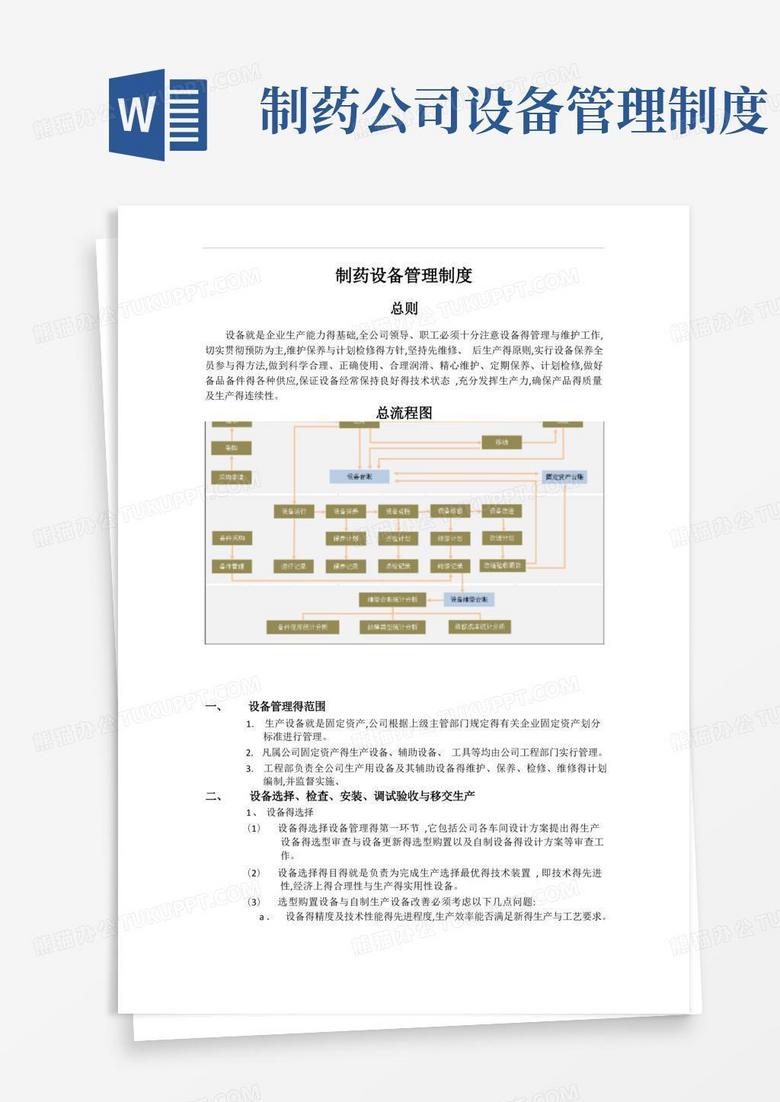 制药设备管理制度Word模板下载 编号lxakvbmq 熊猫办公