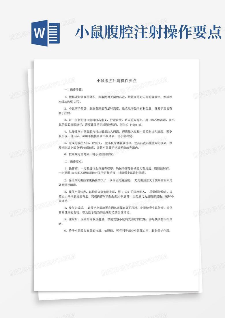 小鼠腹腔注射操作要点Word模板下载 编号lkadvgpj 熊猫办公
