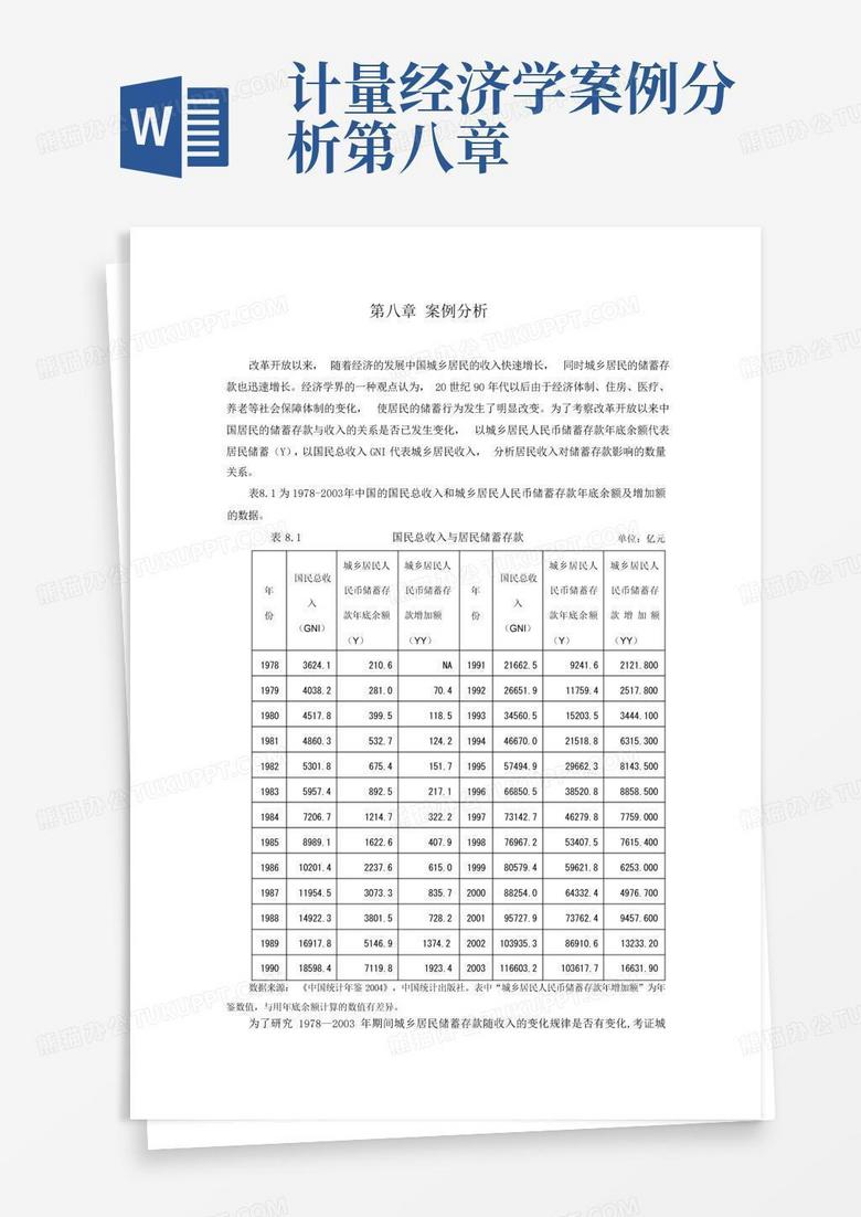 计量经济学 案例分析 第八章Word模板下载 编号ljxokbov 熊猫办公