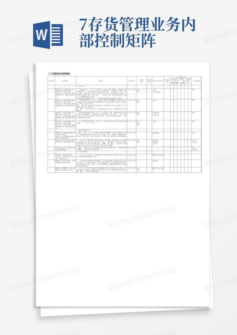 7 存货管理业务内部控制矩阵Word模板下载 编号lmjeakvj 熊猫办公