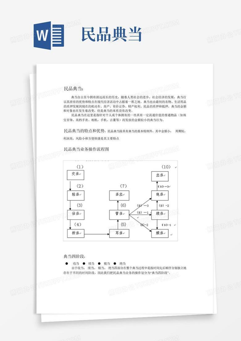 民品典当Word模板下载 编号lwdxwzok 熊猫办公