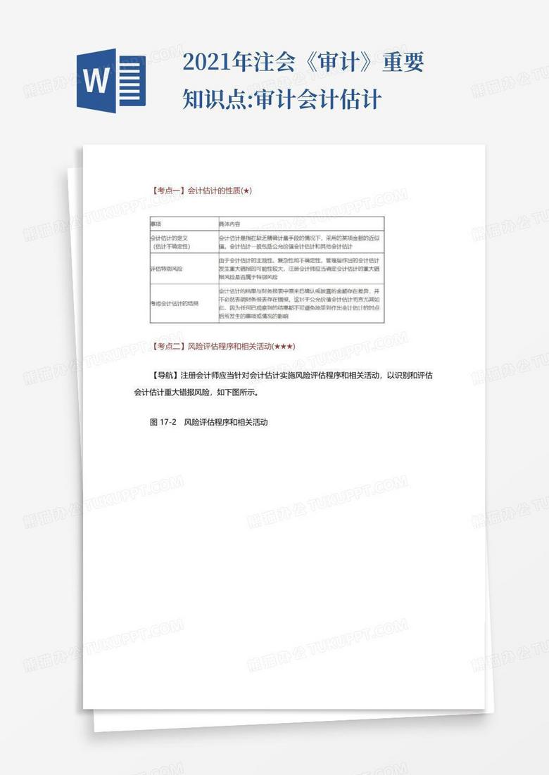 2021年注会审计重要知识点 审计会计估计Word模板下载 编号qmrydmao 熊猫办公