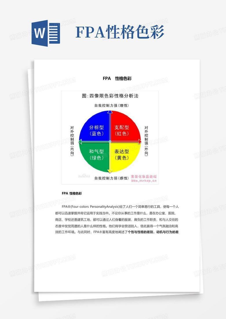 fpa性格色彩Word模板下载 编号qdjomroo 熊猫办公