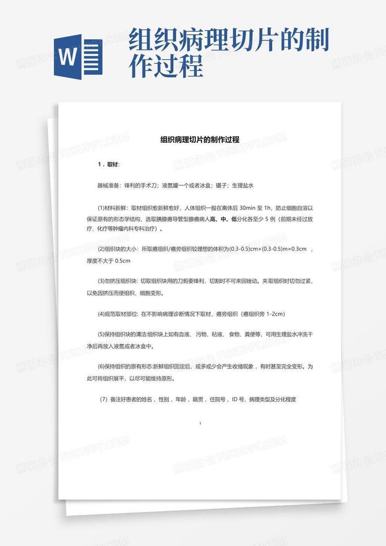 组织病理切片的制作过程Word模板下载 编号qkxxbdpy 熊猫办公