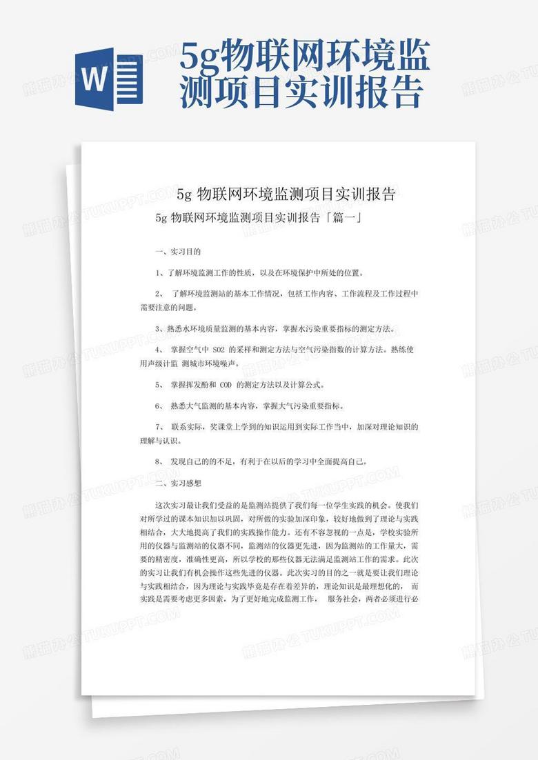 5g物联网环境监测项目实训报告Word模板下载 编号lgzjvnoe 熊猫办公