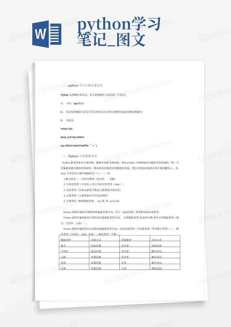python学习笔记 图文Word模板下载 编号qnnbgwdw 熊猫办公