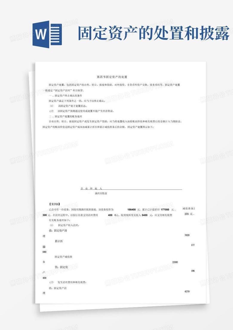 固定资产的处置和披露Word模板下载 编号lkrnwnaw 熊猫办公