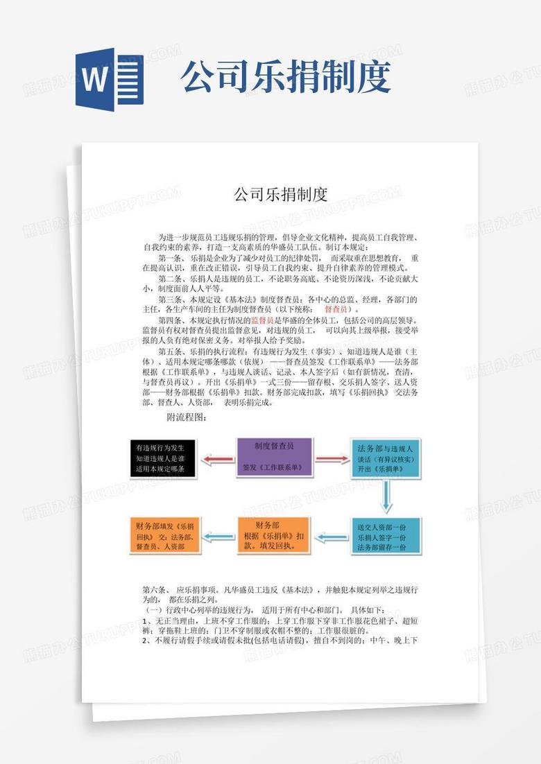 公司乐捐制度Word模板下载 编号lbjpngbr 熊猫办公