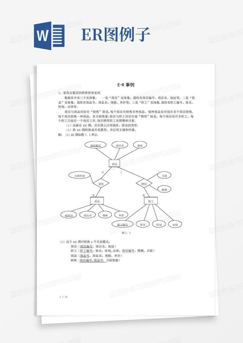 er图例子Word模板下载 编号qjaennwp 熊猫办公