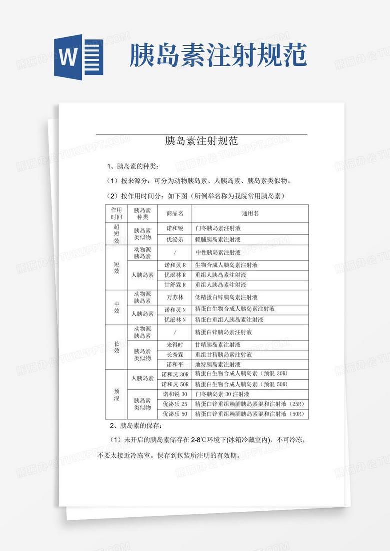 胰岛素注射规范Word模板下载 编号ljazgowx 熊猫办公