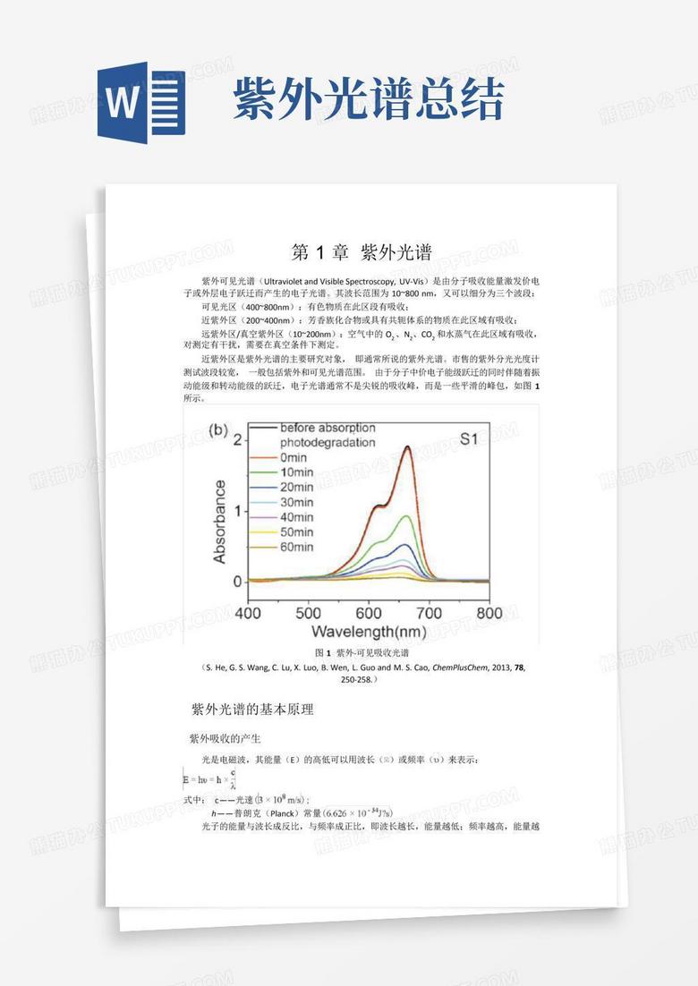 紫外光谱总结Word模板下载 编号qkrzdvwr 熊猫办公