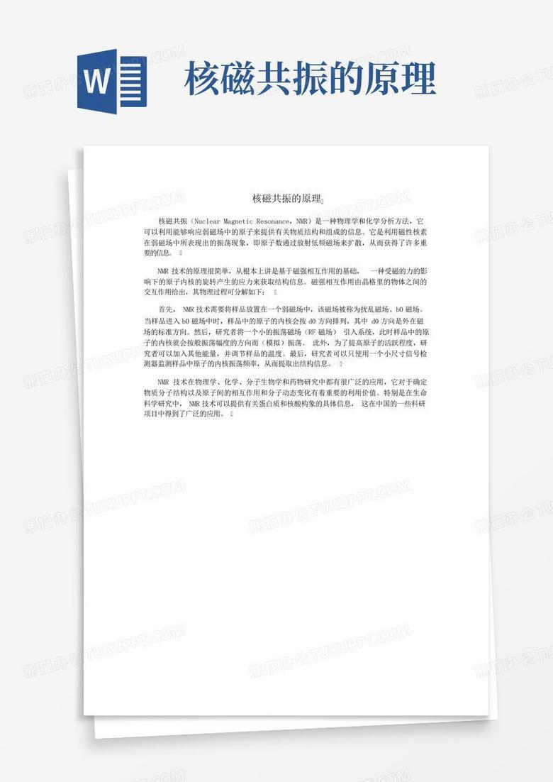核磁共振的原理Word模板下载 编号qpmjxwyz 熊猫办公
