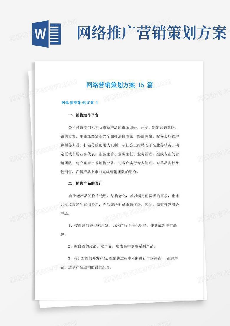 网络营销策划方案15篇Word模板下载 熊猫办公