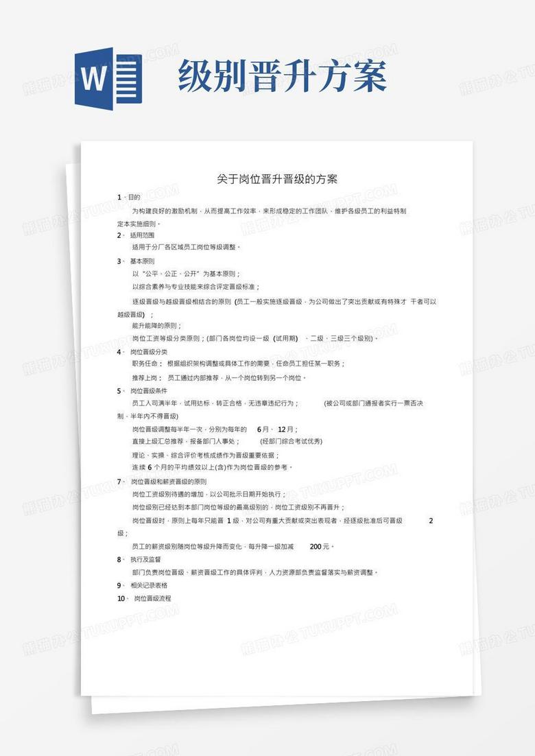 岗位晋升晋级方案Word模板下载 熊猫办公
