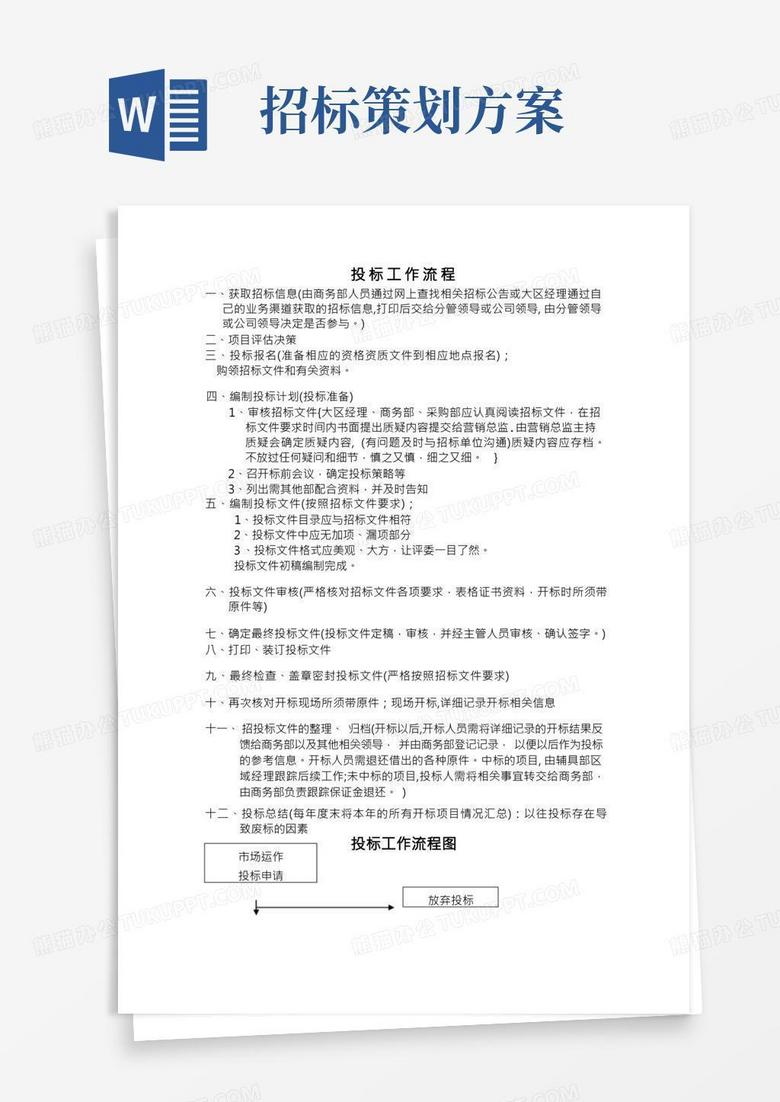 投标策划流程Word模板下载 编号lybzxxjw 熊猫办公