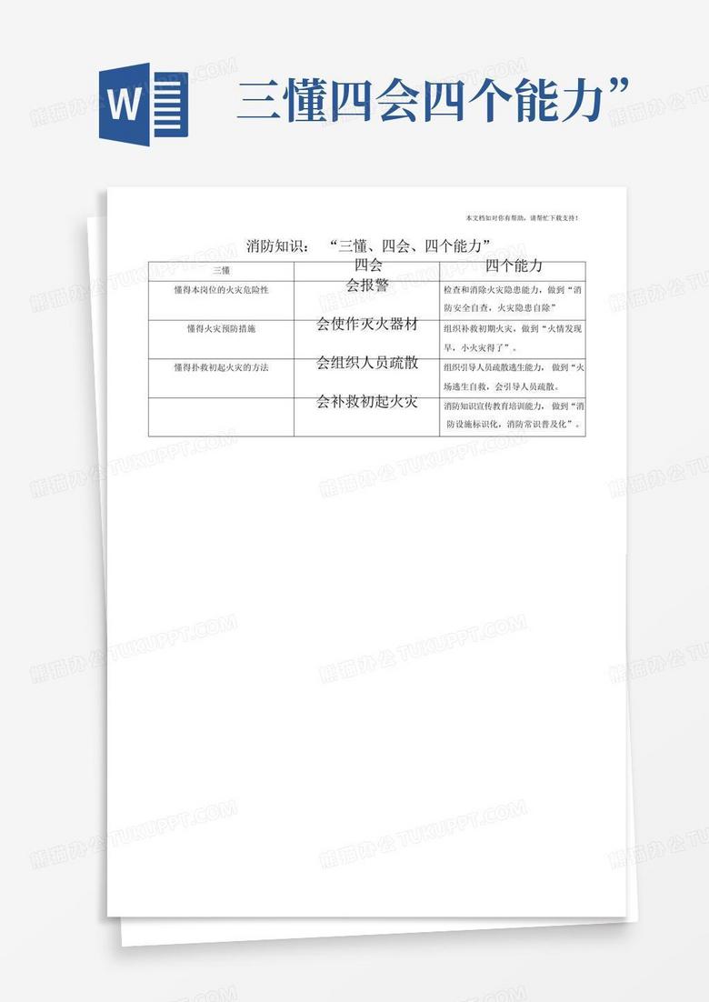 三懂四会四个能力Word模板下载 编号qrngjezg 熊猫办公